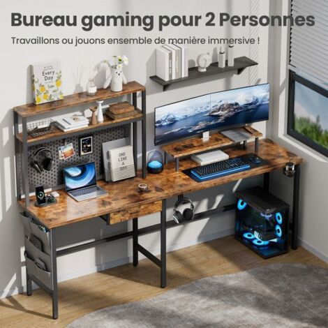 Escritorio en L - HLONONE - 170 cm - Gaming LED - Cajones y Bolsas de ...