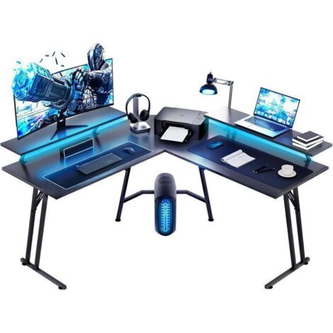 HLONONE Gaming Desk 130 x 130 cm, Corner Gaming Desk, for Office and ...