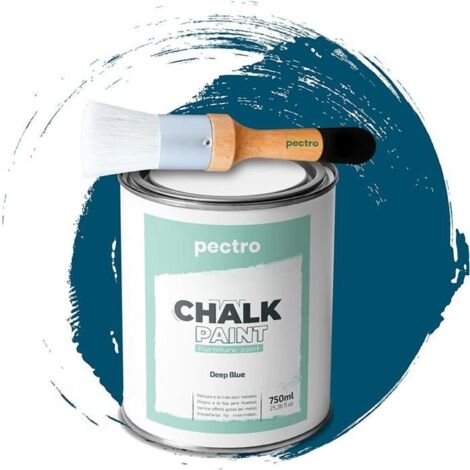Pintura a la tiza - PECTRO - AZUL PROFUNDO - 750ml - Brocha de madera ...