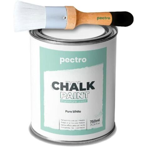 Pintura a la Tiza - PECTRO - BLANCO PURA - 750ml - Brocha de Madera ...