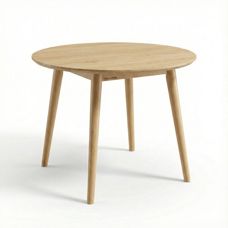 Table à Manger Ronde 80cm Design Scandinave, Plateau Effet Chêne ...