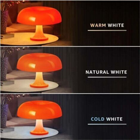 Lampe de bureau champignon orange LED tactile 3 modes de couleur ...