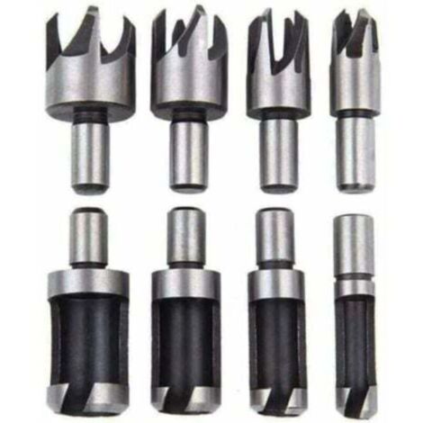 Set of 8 Wood Plug Cutters, Wood Plug Drill Bits, Dowel Making Tools ...