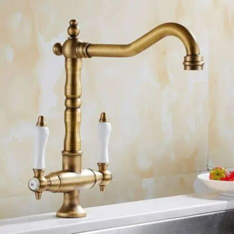 Vintage Kitchen Mixer Tap, Retro Basin Mixer Tap with 2 Handles ...