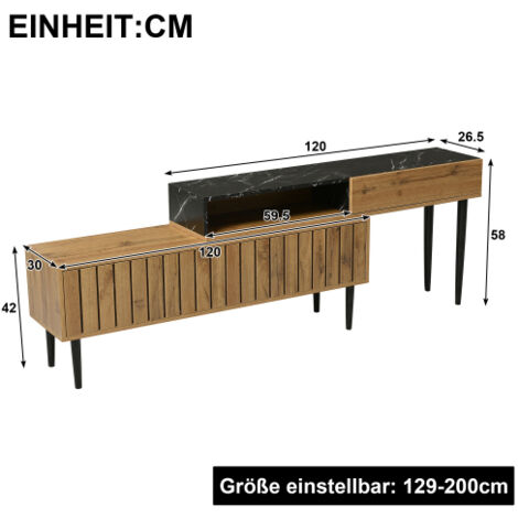Support TV Moderne avec Design Marbre et Grain de Bois, Bord en PVC ...