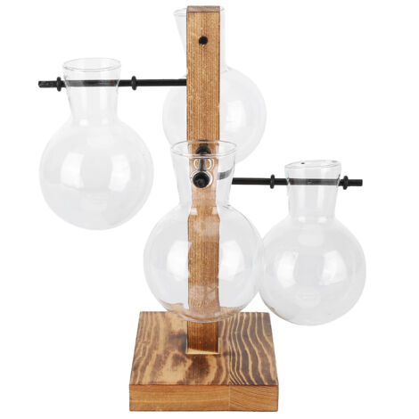 Vase Hydroponique Innovante avec Support en Bois - Pot de Fleurs ...