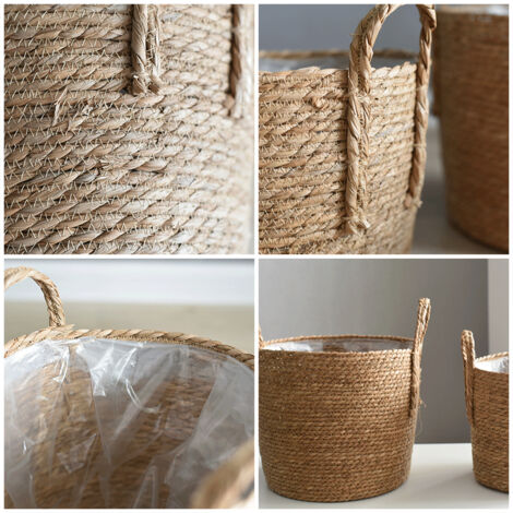 Panier de Plantes en Fibre Naturelle avec Anse pour Intérieur ...