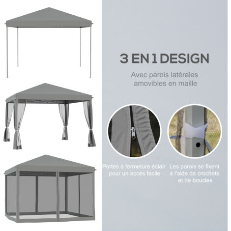 Tonnelle pliante style Barnum colonial 3x3 m avec 4 moustiquaires et ...