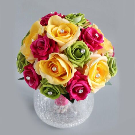 Fleurs artificielles de mariage et bouquet de roses roses Saint ...