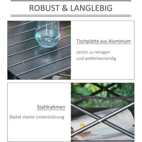 Table de camping pliante stable Outsunny plateau alu gain de place ...