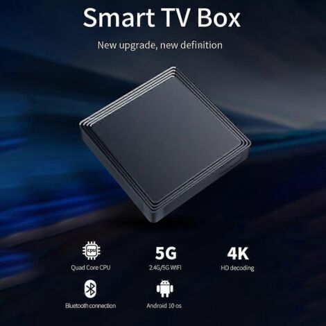 Lecteur multimédia de salon box TV Android 10 4K pour téléviseur HD ...