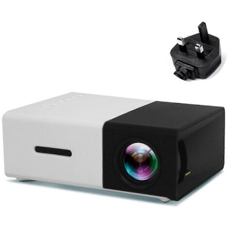 Mini projecteur LED 800 lumens blanc et noir avec prise UK série ...