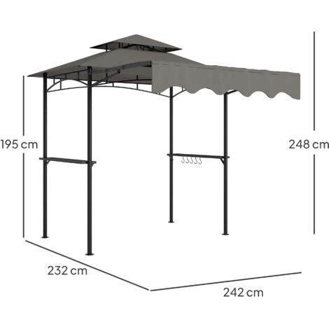 Abri pour barbecue sécurisé gris 242 x 232 cm pavillon de jardin pro ...