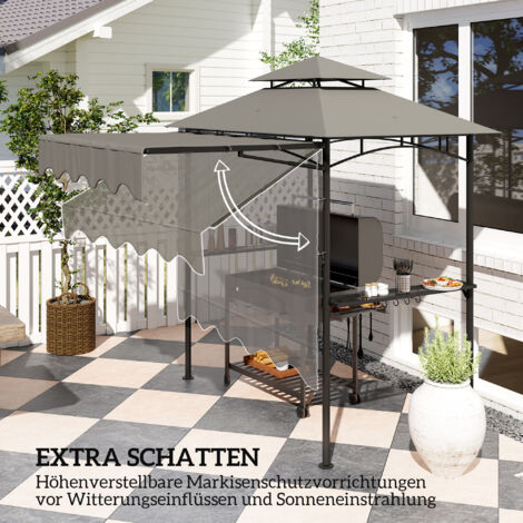 Abri pour barbecue sécurisé gris 242 x 232 cm pavillon de jardin pro ...