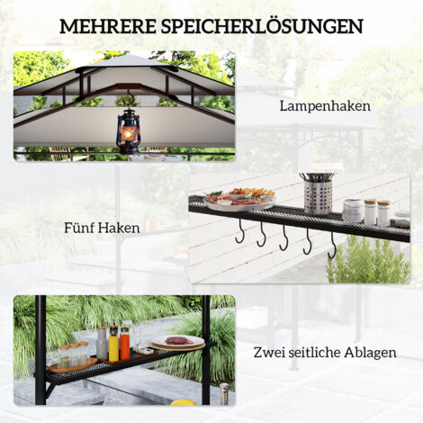 Abri pour barbecue sécurisé gris 242 x 232 cm pavillon de jardin pro ...