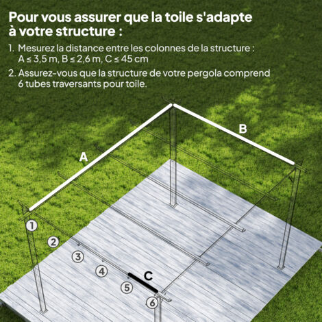 Bâche de toit pour pergola 4x3 m toile imperméable ombrage terrasse ...