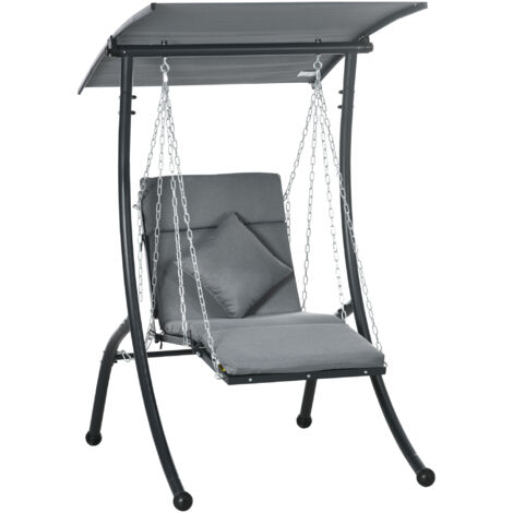 Balançoire de jardin Hollywood gris foncé 3 places avec coussins et ...