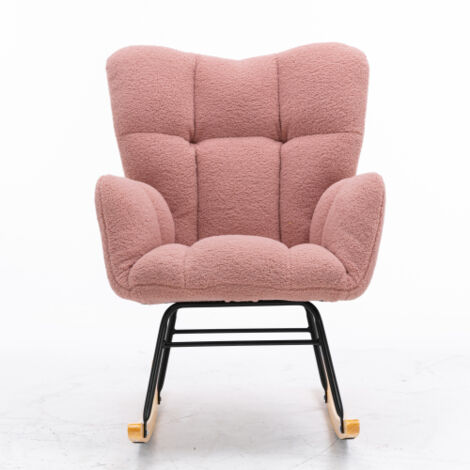 Rocking chair design vintage fauteuil relaxant à bascule bouclée ...