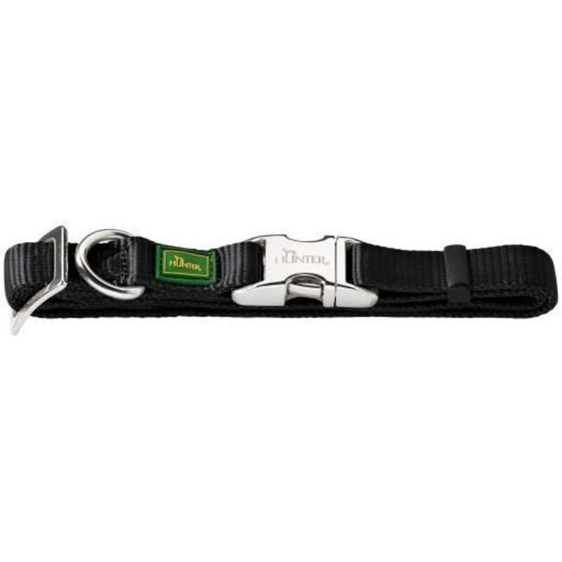 Dog Collar - HUNTER - Vario Basic Alu Strong - Black - Size M - Durable ...
