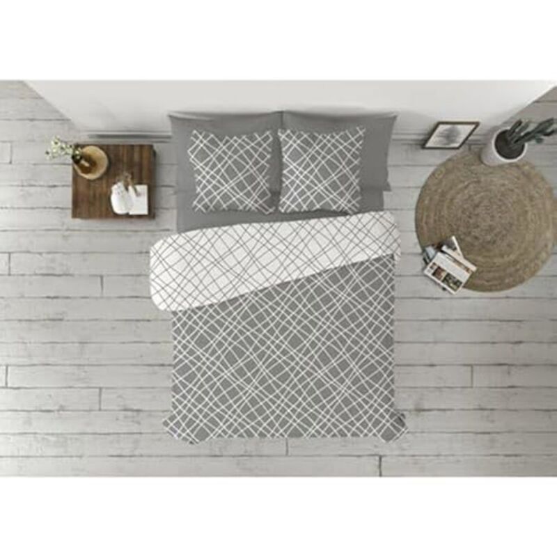 Bed linen set - Pierre Cardin - Grey Cross pattern - Synthetic - 140x200 cm