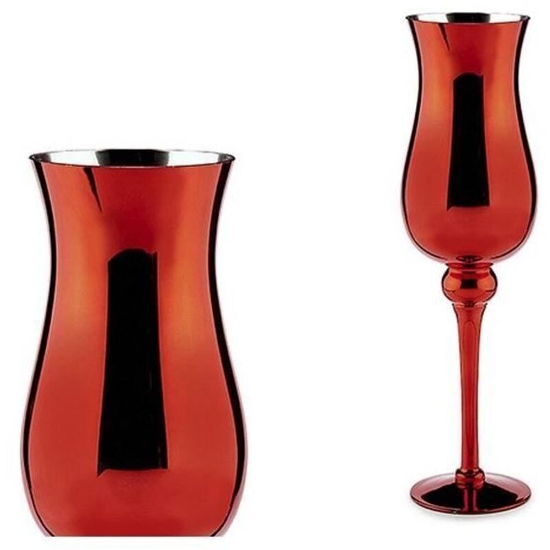 Candle holder - Glass - 13.5 x 4.5 x 13.5 cm - Red - Decorative objects ...