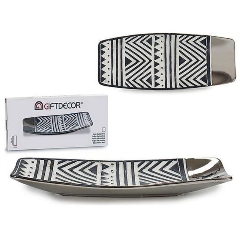 Plateau - 14 x 4 x 33 cm - Ceramic - Black - Rectangular