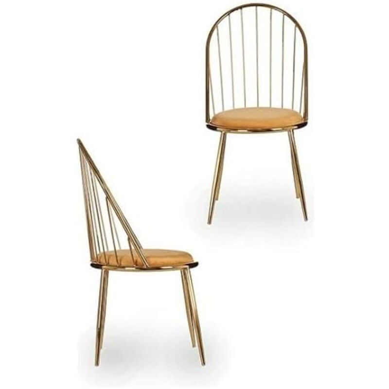 Chair - GIFT DECOR - Gold Mustard Bars - Polyester - Iron ...