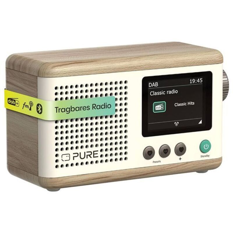 PURE Classic Stereo Mini White Cotton Oak DAB+ FM CD Bluetooth USB