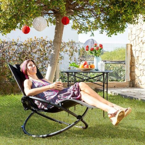 Folding Rocking Lounge Chair - InnovaGoods - Rockorb - Ergonomic - Black