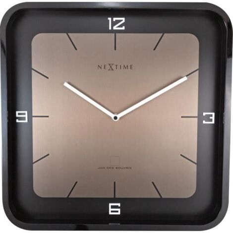 Wall clock - NeXtime - Square Wall - 40 x 40 x 4 cm - Wood - Black