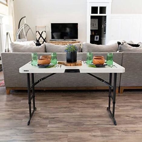 Folding Table - LIFETIME - Standard - 122 x 86 x 61 cm - Cream Color ...