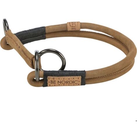 Semi-choke collar - Trixie - Be Nordic - Leather - Brown - For medium dog