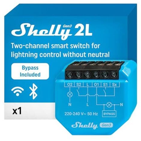 Connected switch - Shelly - 2L Gen3 - 2 channels 200-700 W - Neutral ...