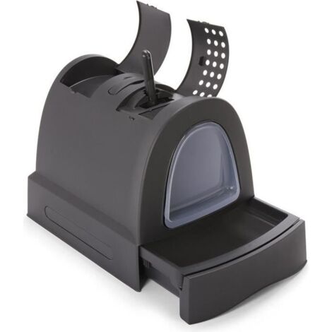 Litter Box - IMAC - ZUMA - Black - Sliding Drawer - Charcoal Filter ...