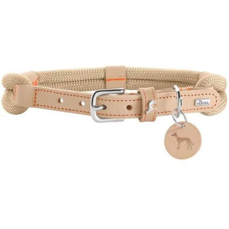 Dog Collar - HUNTER - Malia - Soft Rope and Leather - Beige/Natural ...