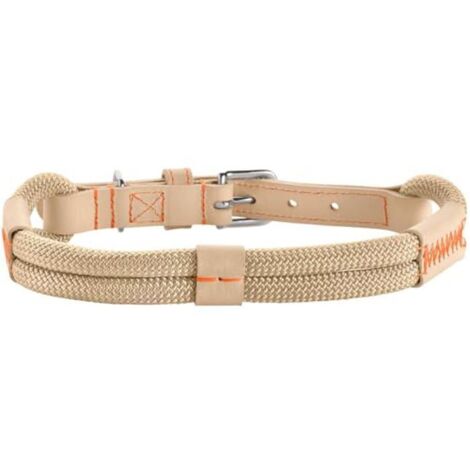 Dog Collar - HUNTER - Malia - Soft Rope and Leather - Beige/Natural ...