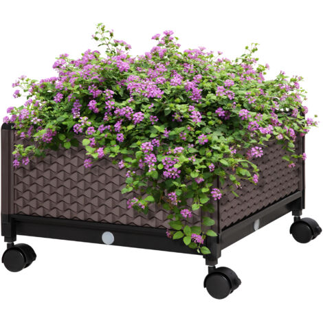 Jardinière plastique avec drainage et roues pour plantes de balcon ...