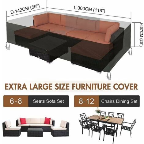 300cm Housse de Protection Salon de Jardin, Housse Salon de Jardin ...