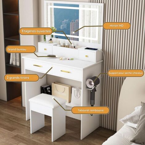 POCKETPOP Parrucchiera con specchio e sgabello, con luce LED, una presa ...