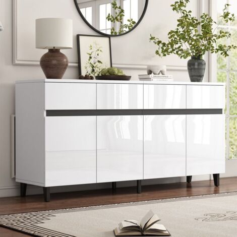 Buffet de cocina - 160 x 40 x 68 cm - 4 cajones y 4 puertas - estantes ...