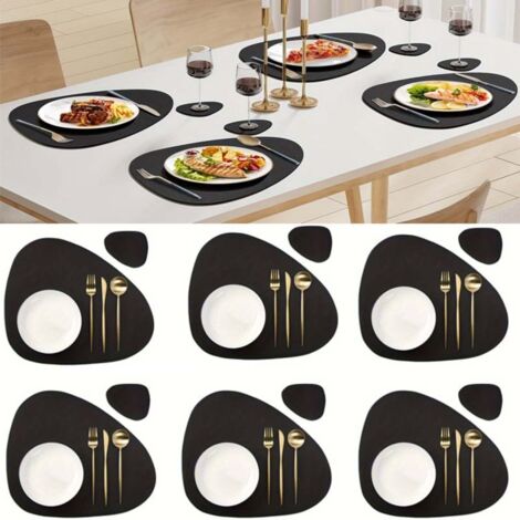 Ensemble de 6 sets de table en cuir double face (sous-verres inclus ...