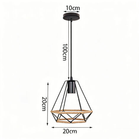 Suspension luminaire diamant noir en métal style industriel retro E27 ...