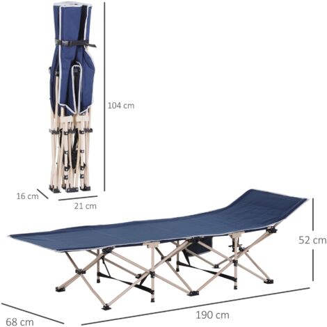 Lit de camp portable pliable en acier bleu dimensions 190x68x52 cm ...