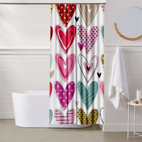 Rideau de douche Valentine design romantique doux, cœurs rouges et ...