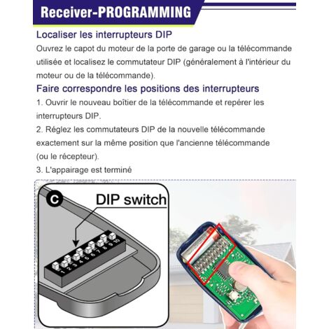 1 Télécommande Portail 433 MHz, 2 Boutons, Code Fixe, Compatible FLO2 ...