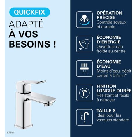 Mitigeur lavabo chrome avec bonde clic-clac économie d'eau pour vasque ...