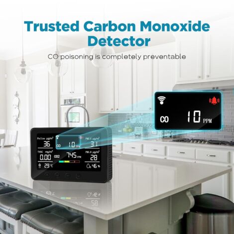 Analyseur Air Digital CO2 PM2.5 Température Écran Large 6,4 Pouces ...