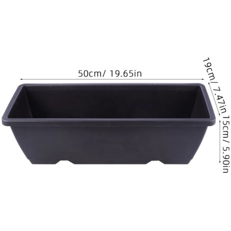 Pot de fleurs en plastique avec trou de drainage et soucoupe rectangulaire