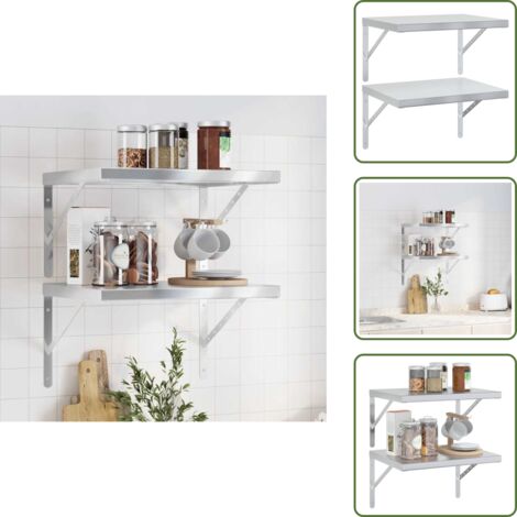 The Living Store Estantes de pared 2 uds acero inoxidable plateado ...