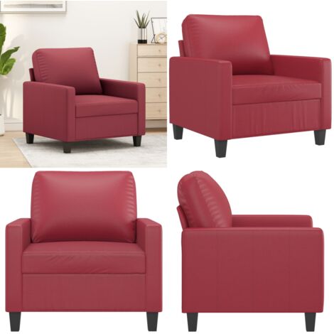 Sillón cuero sintético rojo tinto 60 cm - Sillón rojo tinto - Sillón ...